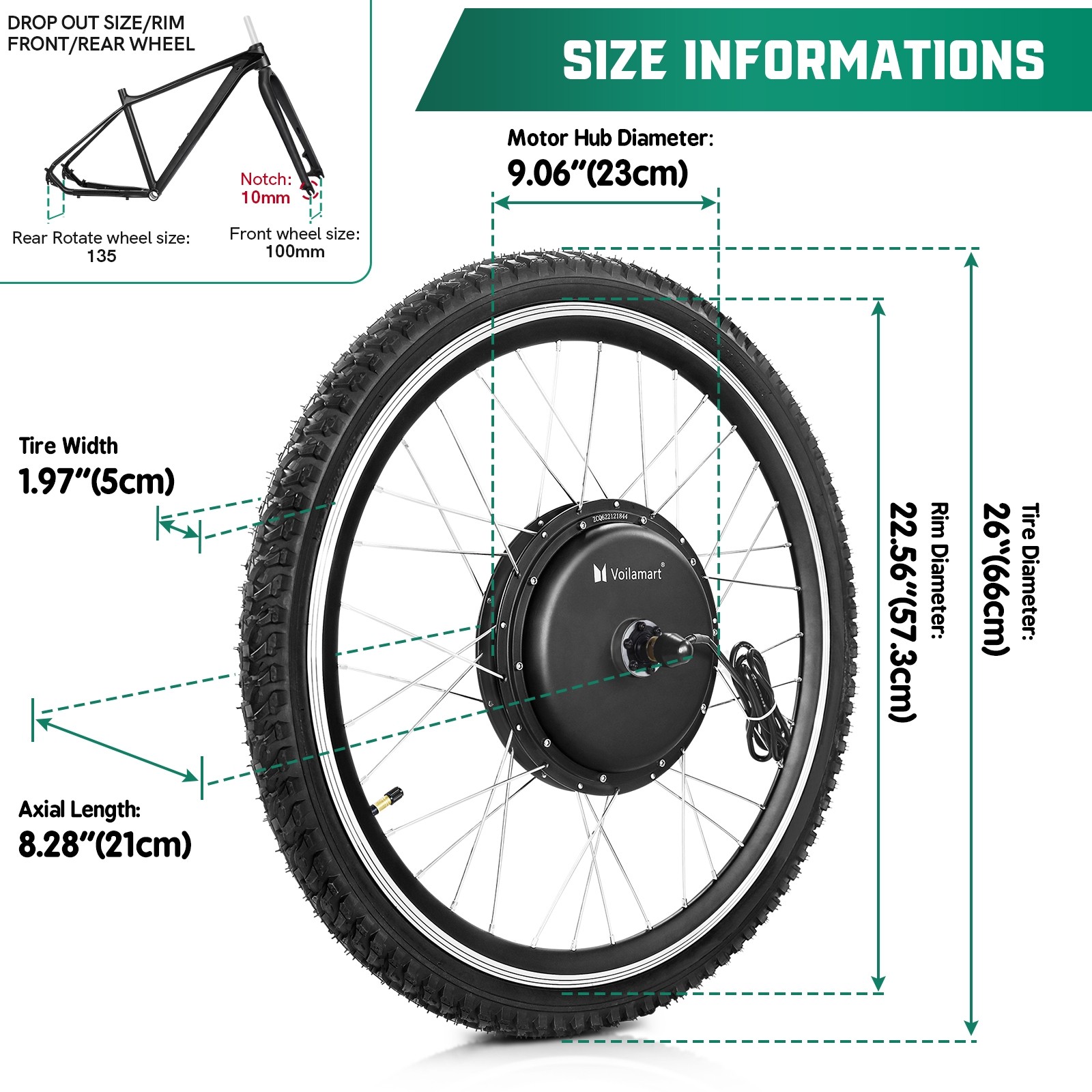 Voilamart 1500W 48V Electric Bicycle Conversion Kit E Bike Motor Hub ...