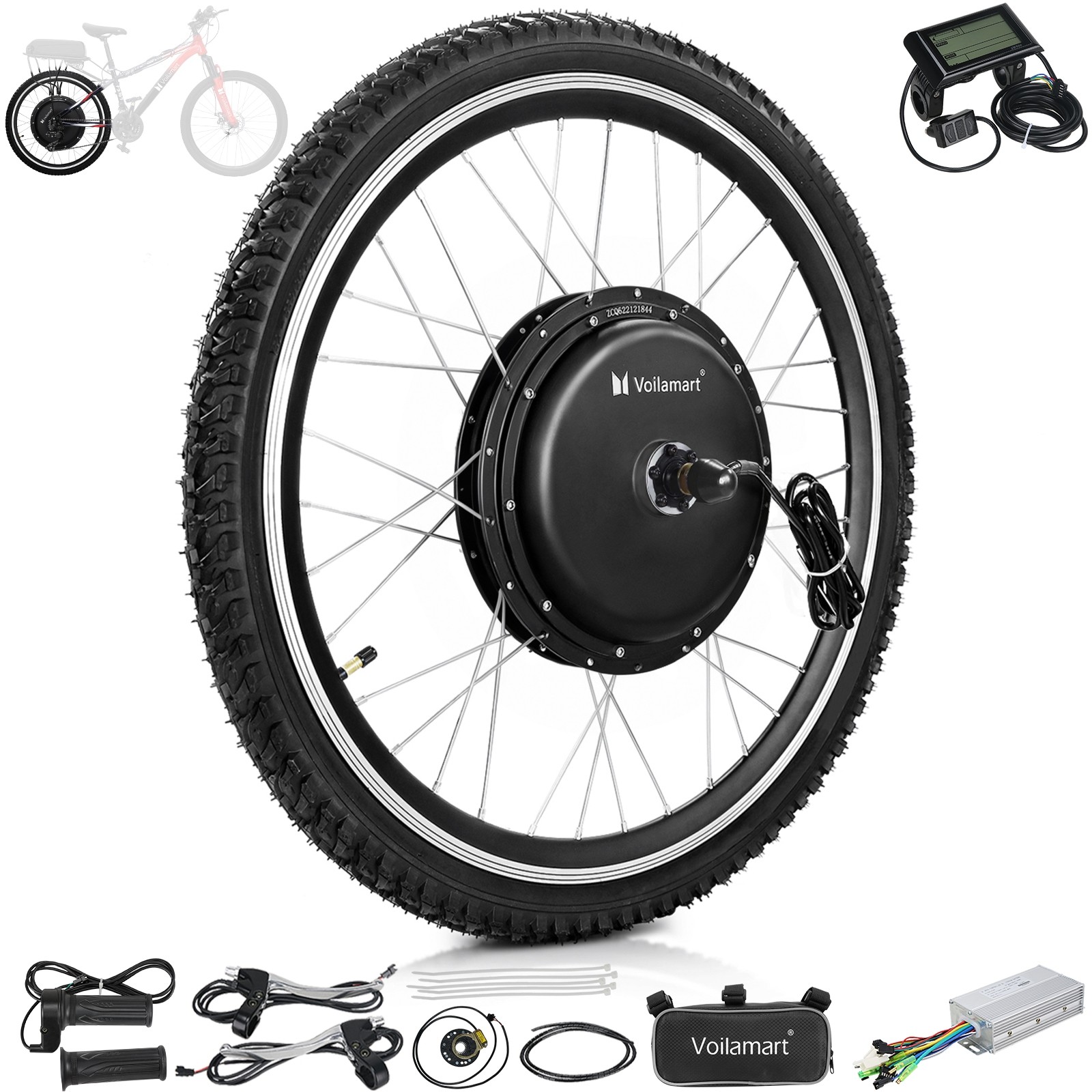 Voilamart 24" 1000W Rear Electric Bicycle Motor Conversion Kit EBike ...