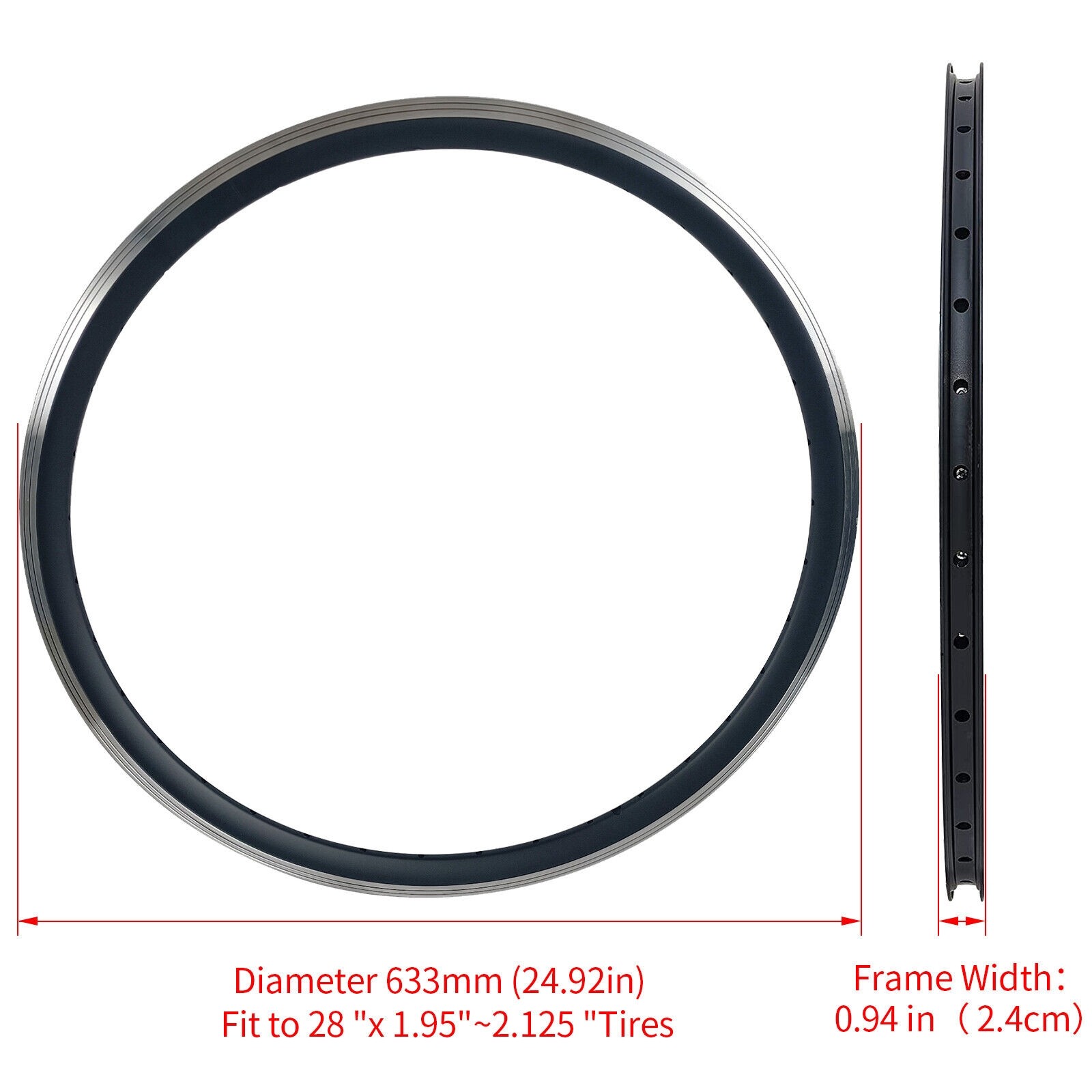 Voilamart 28" bicycle rim Electric bike conversion kit New Alloy Rim 28 ...