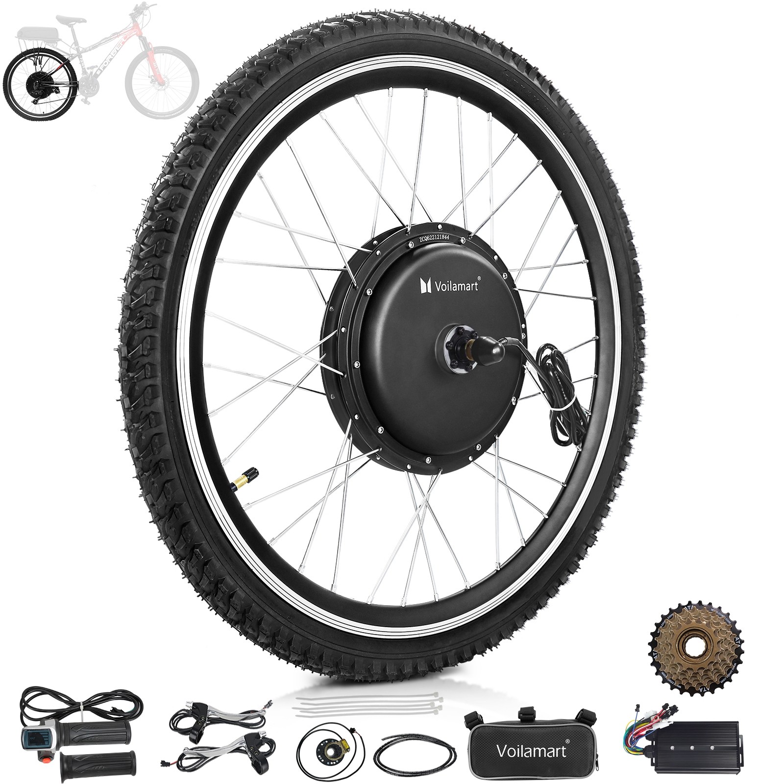 Voilamart 2000W 27.5" Electric Bicycle Conversion Kit Ebike Motor ...