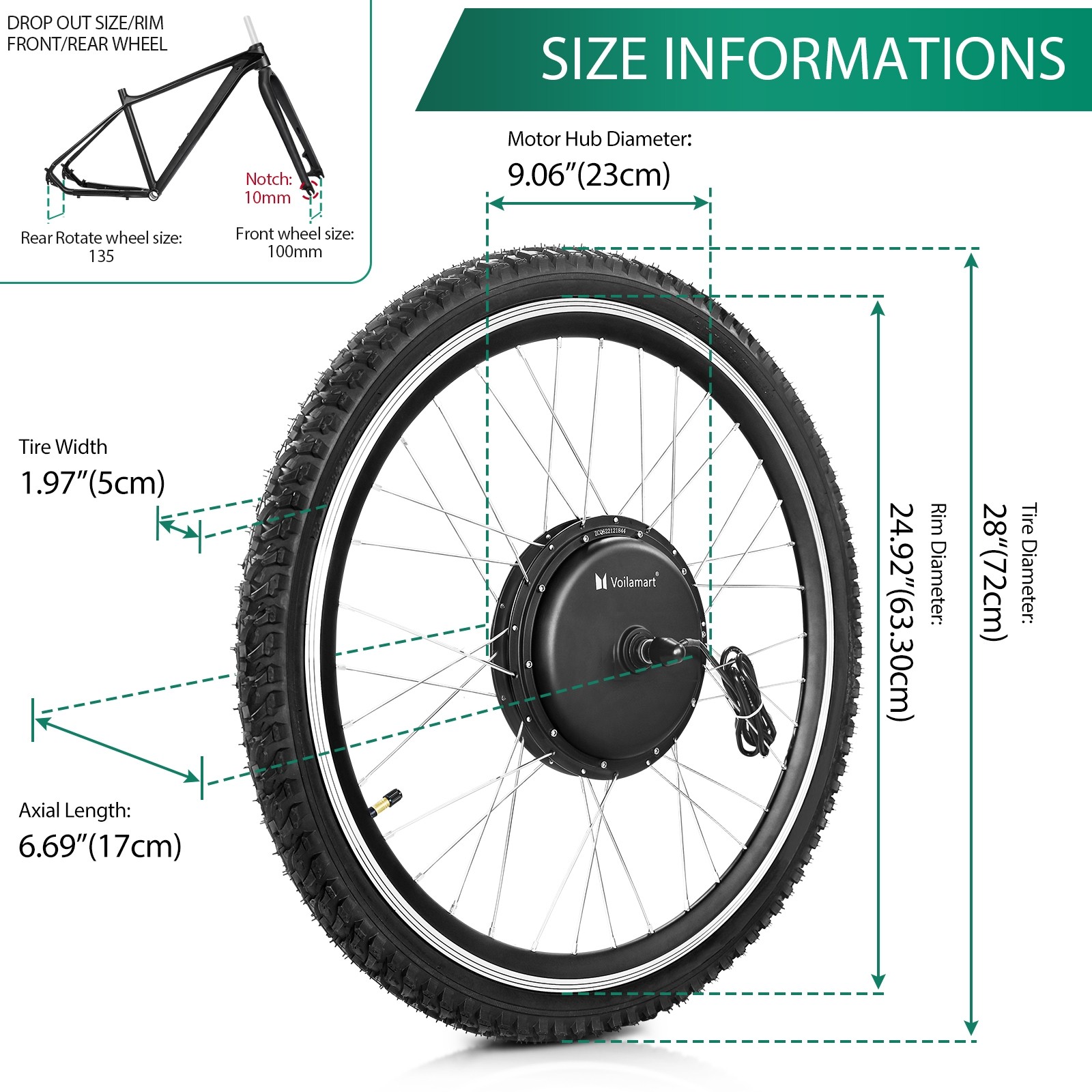 Voilamart 2000W 28" 700C Electric Bicycle Conversion Kit Ebike Motor ...